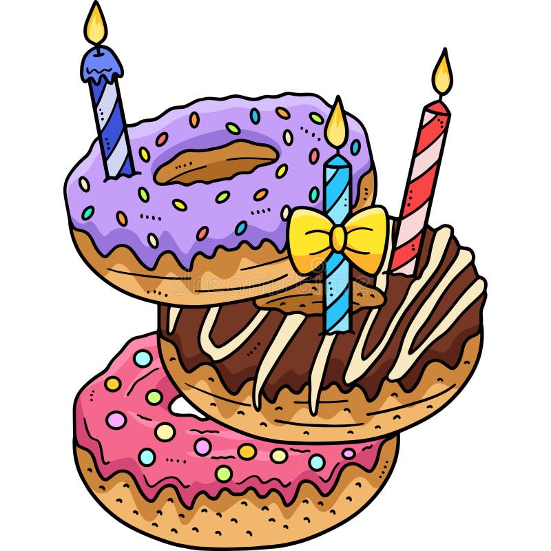 Birthday Stack of Donuts with Candle Clipart Stock Vector ...