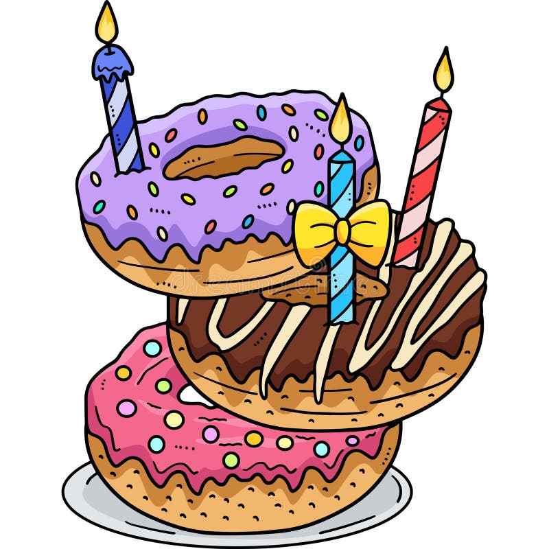 Birthday Stack of Donuts with Candle Clipart Stock Vector ...