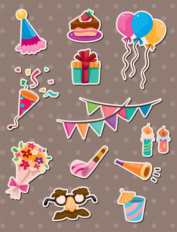 Birthday stickers stock vector. Illustration of packaging - 25075480