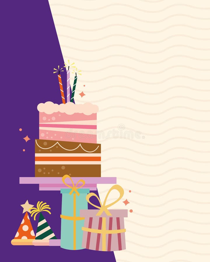 Birthday Sweet Cake and Hats Stock Vector - Illustration of design ...