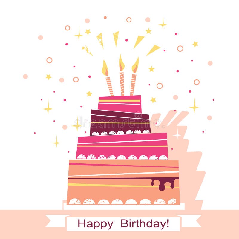Birthday Sweet Cake Vector Card Stock Vector - Illustration of wedding ...
