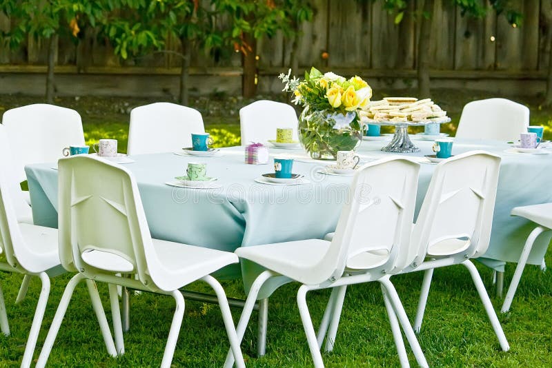 Birthday Table in a Park Ready for Kids Stock Image - Image of colorful ...