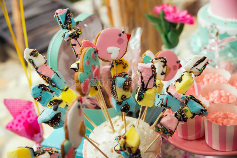 Birthday Table with Sweets for Children Party Stock Photo - Image of ...