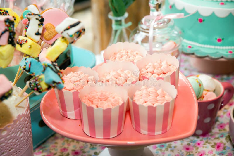 Birthday Table with Sweets for Children Party Stock Photo - Image of ...