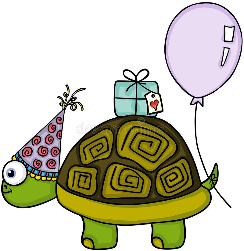 Birthday Turtle with Balloon and Gift Stock Vector - Illustration of ...