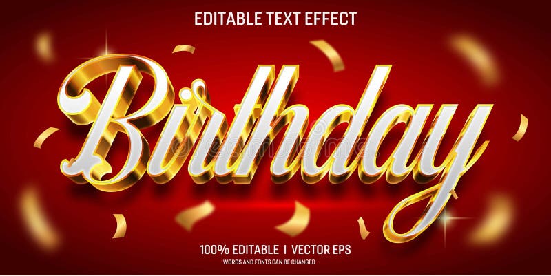 Birthday Vector 3d Text Effect with Modern Style Design Stock Vector ...