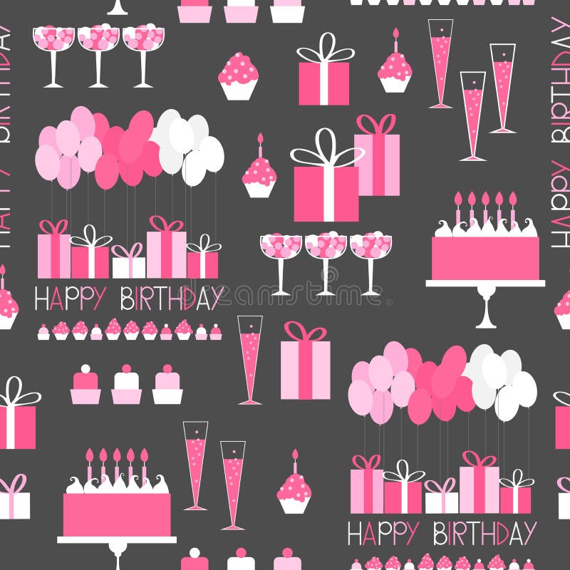 Birthday Vector Seamless Pattern Pink Colors Stock Vector ...