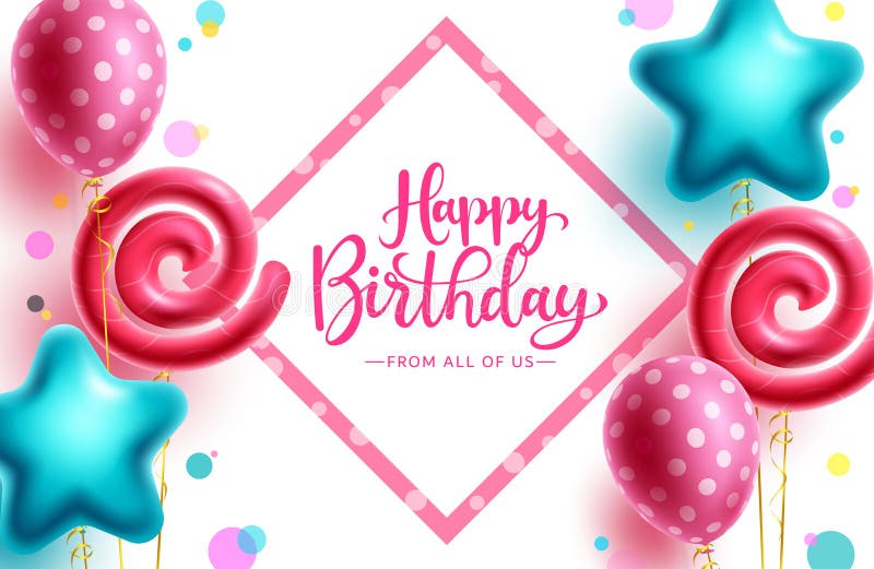 Birthday Vector Template Design. Happy Birthday Typography Text in ...