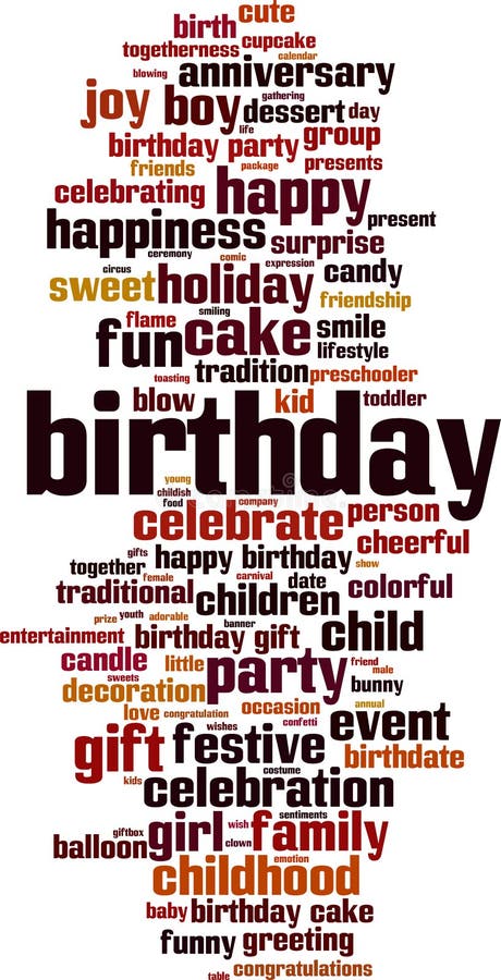 Birthday word cloud stock vector. Illustration of word - 194465201