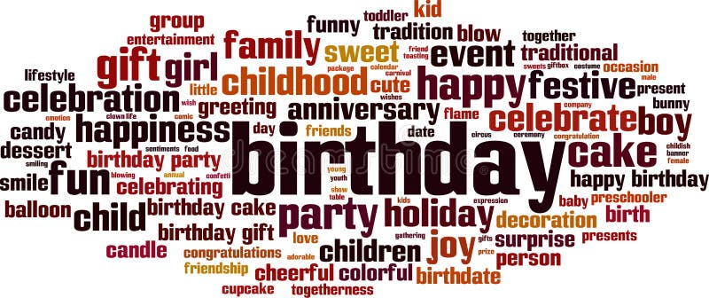 Birthday word cloud stock vector. Illustration of word - 194465201