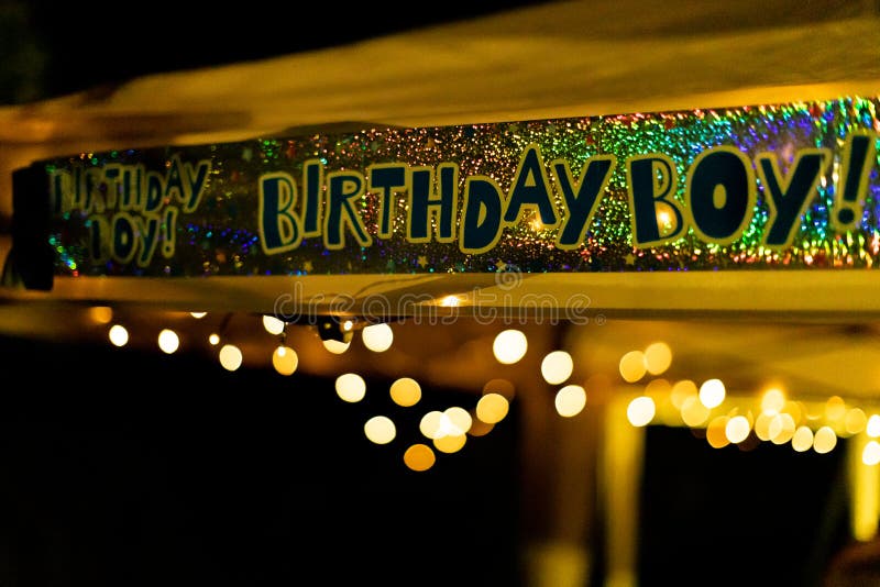 Birthday Day Banner at Night Time Soft Glow Stock Image - Image of flag ...