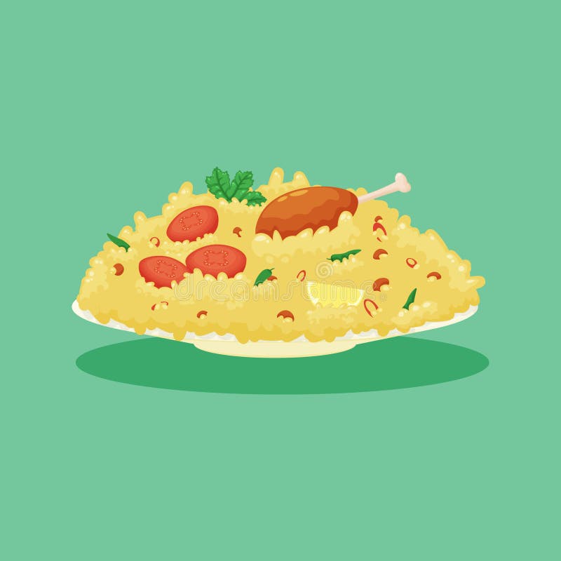 Biryani Background. Design with Cartoon Style Stock Vector ...