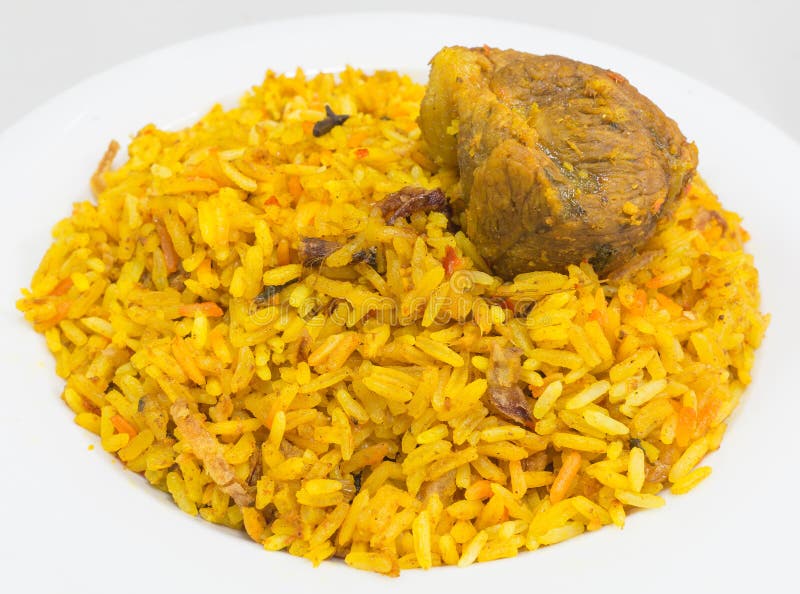 Biryani Beef on a White Plate,Fried Rice with Beef Stock Image - Image ...