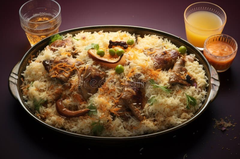 Biryani Delight Mutton Biryani Meal Served on a Table Plate Stock ...