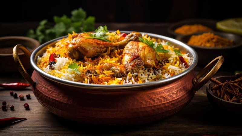 A Biryani Pot with Layers of Rice and Tender Chicken Pieces Stock ...