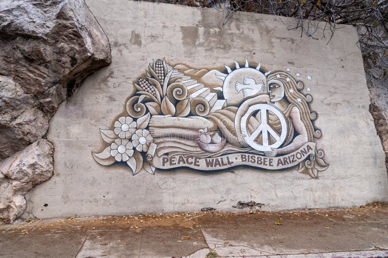 Famous Peace Wall Mural in Bisbee, Arizona Editorial Photo - Image of ...
