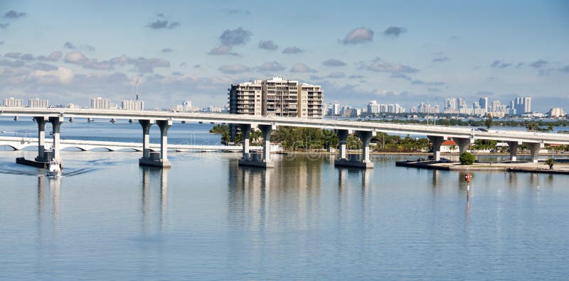 Miami Biscayne Bay Bridge stock photo. Image of water - 12029250