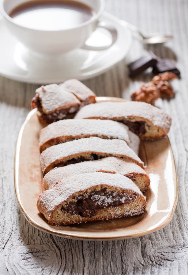 Biscotti with Chocolate Cream Stock Photo - Image of almond, chocolate ...