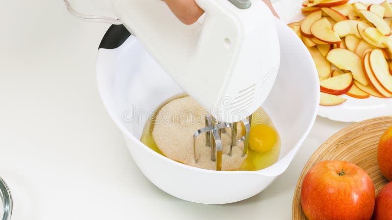 Biscuit Batter Preparation Process. Beating Eggs and Sugar Using an ...