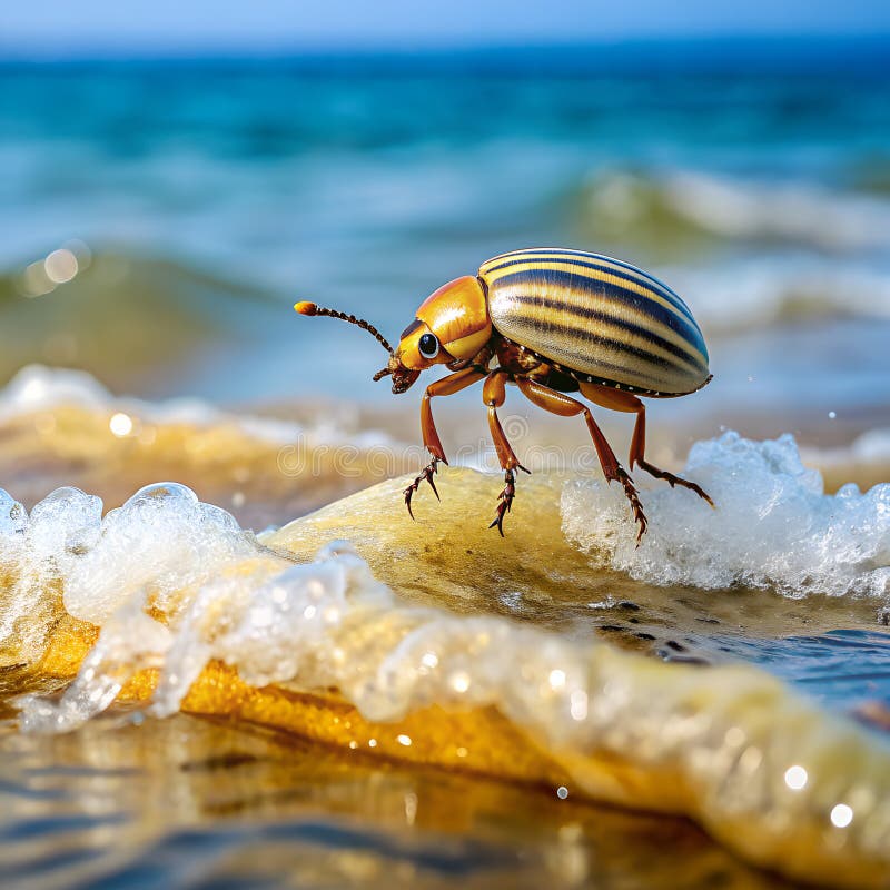 Biscuit Beetle Bug Runs Sea Stock Illustration - Illustration of macro ...