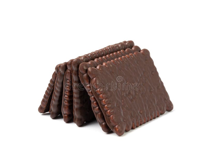 Biscuit Coated in Dark Chocolate Isolated, Square Cookies, Rectangular ...