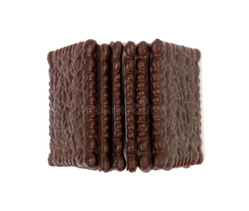 Biscuit Coated in Dark Chocolate Isolated, Square Cookies, Rectangular ...