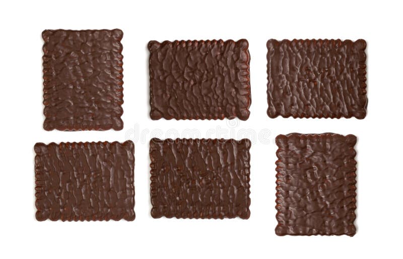 Biscuit Coated in Dark Chocolate Isolated, Square Cookies, Rectangular ...