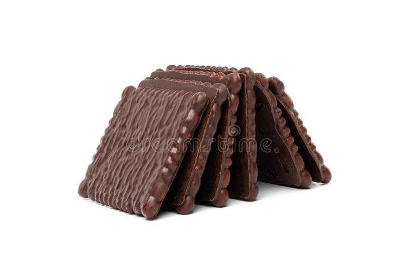Biscuit Coated in Dark Chocolate Isolated, Square Cookies, Rectangular ...