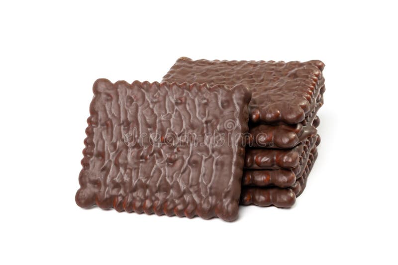 Biscuit Coated in Dark Chocolate Isolated, Square Cookies, Rectangular ...