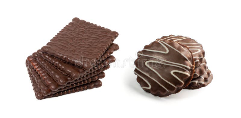Biscuit Coated in Dark Chocolate Isolated, Square Cookies, Rectangular ...
