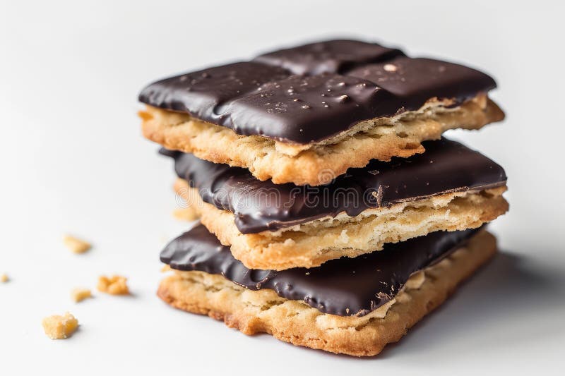 Biscuit Coated in Dark Chocolate Isolated, Square Cookies, Rectangular ...