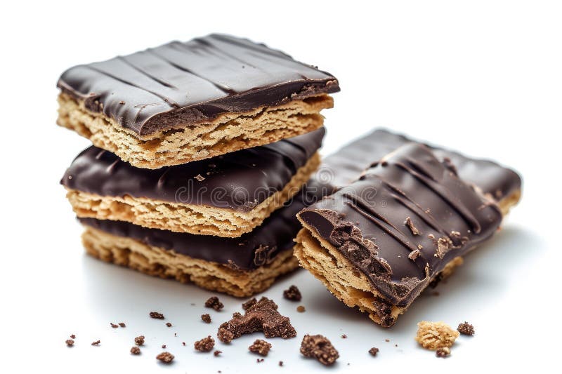 Biscuit Coated in Dark Chocolate Isolated, Square Cookies, Rectangular ...