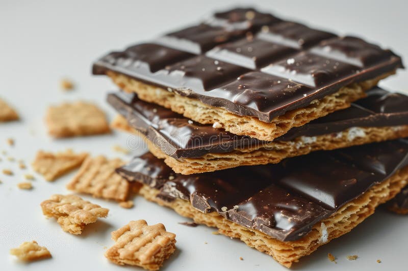 Biscuit Coated in Dark Chocolate Isolated, Square Cookies, Rectangular ...