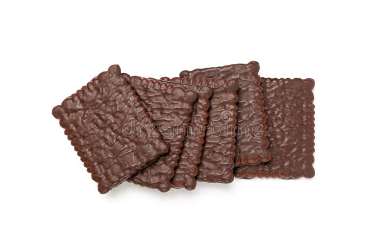 Biscuit Coated in Dark Chocolate Isolated, Square Cookies, Rectangular ...