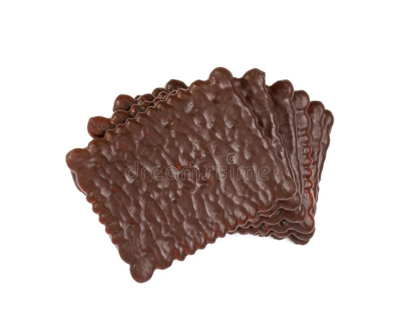Biscuit Coated in Dark Chocolate Isolated, Square Cookies, Rectangular ...