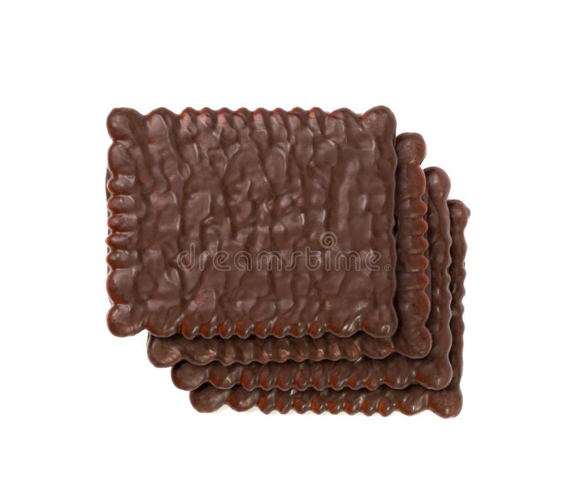 Biscuit Coated in Dark Chocolate Isolated, Square Cookies, Rectangular ...