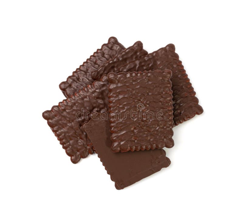 Biscuit Coated in Dark Chocolate Isolated, Square Cookies, Rectangular ...