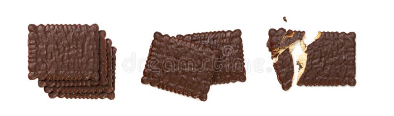Biscuit Coated in Dark Chocolate Isolated, Square Cookies, Rectangular ...