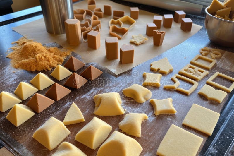 Biscuit Dough Cut into Shapes, Ready for Baking Stock Illustration ...