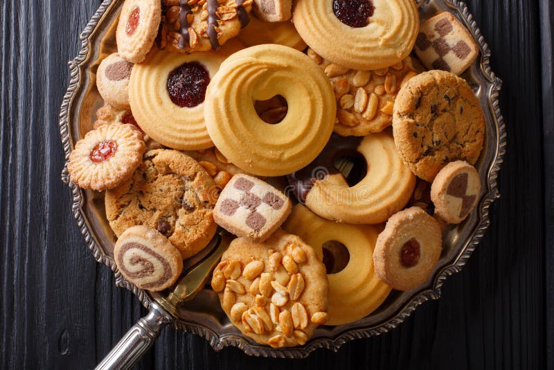 Biscuit Mix with Various Fillings on a Plate, Horizontal View Fr Stock ...