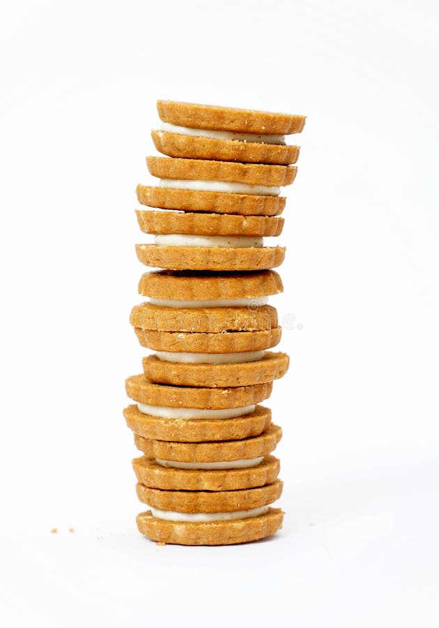 Biscuit Sandwich Cookies, Baked Biscuits Stuffed with Milk Cream in ...