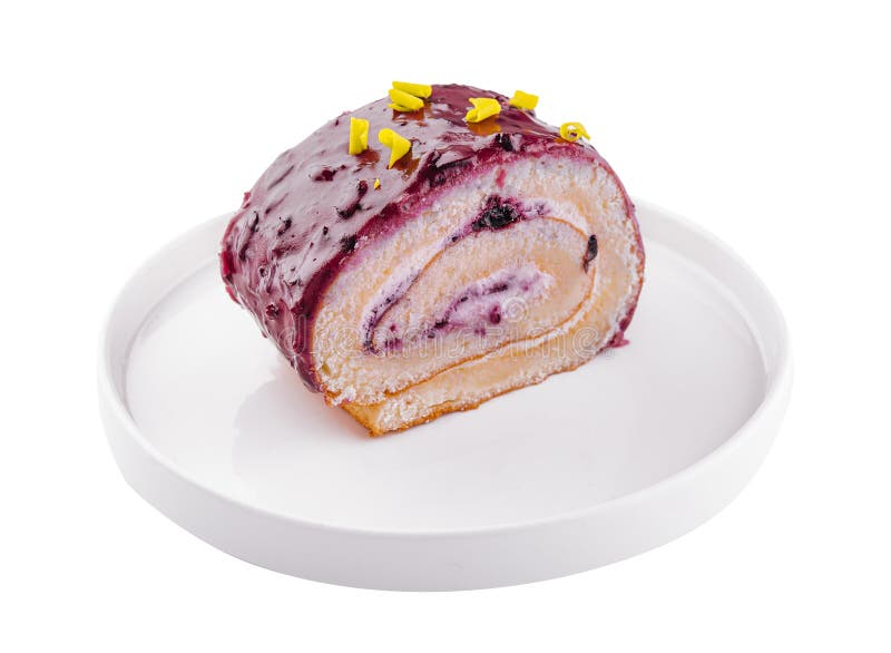 Biscuit or Sponge Cake Roll on Plate Stock Photo - Image of brown ...