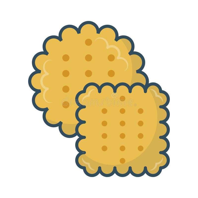 Biscuit Vector Flat Color Line Icon Stock Vector - Illustration of ...