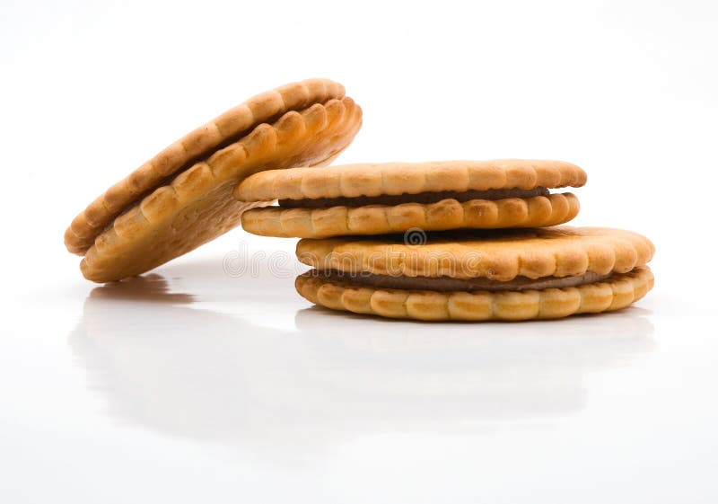 Stack of Biscuits with Chocolate Filling Stock Photo - Image of ...