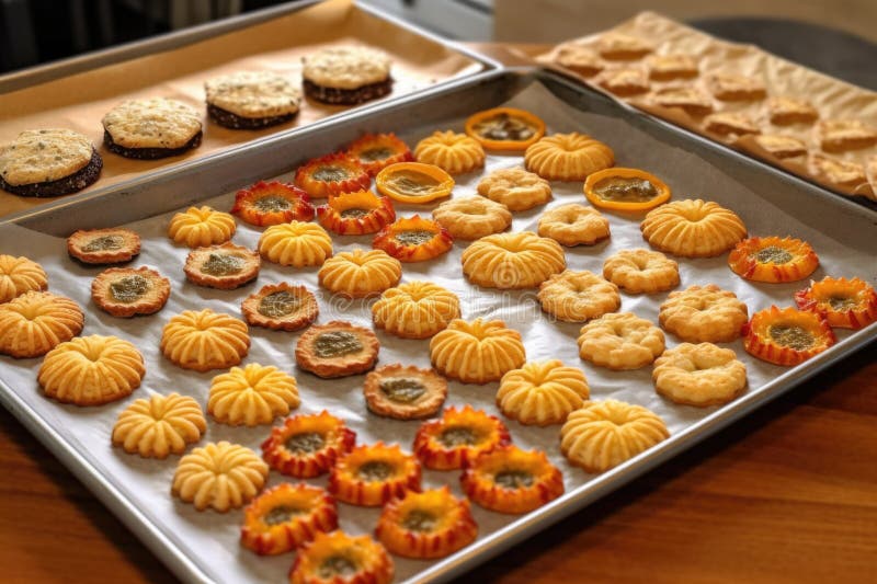 Biscuits Arranged on a Baking Sheet Pre-oven Stock Illustration ...