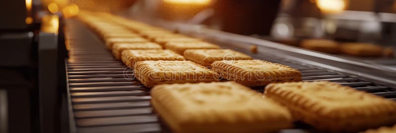 Biscuits Being Packaged on an Automated Production Line Stock Image ...