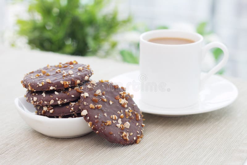 Coffee and biscuits stock photo. Image of heart, woodsnack - 21890882