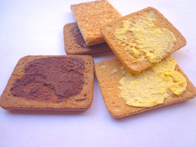 Biscuits Come Several Shapes Flavors Such Chocolate Durian Cream Stock ...