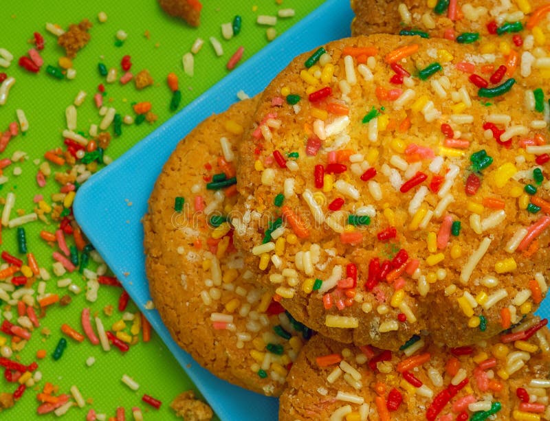 Biscuits or Cookie with Colored Sprinkles Stock Photo - Image of food ...