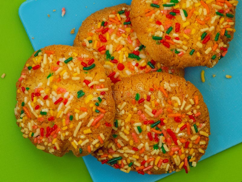 Biscuits or Cookie with Colored Sprinkles Stock Photo - Image of fresh ...